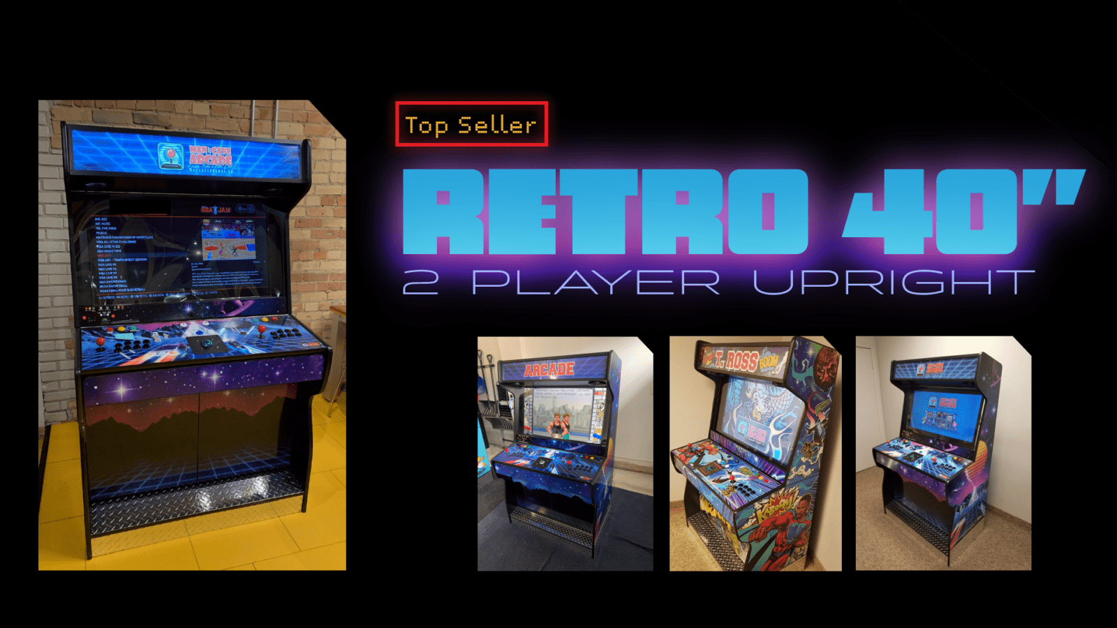 Retro 40″ Upright 2 Player - Man Cave Arcade